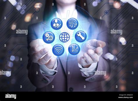 Woman Demonstrating Machine Learning Model With Different Icons