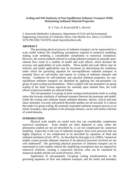 Pdf Scaling And Self Similarity Of One Dimensional Suspended Sediment Transport Equations