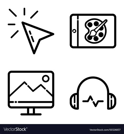Computer Technology Flat Icon Set Isolated Vector Image