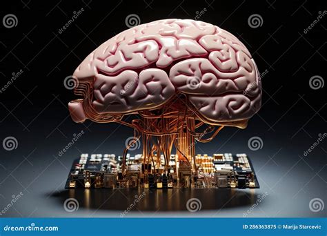 Human Brain And Artificial Intelligence Concept Big Data Processing Computer Motherboard