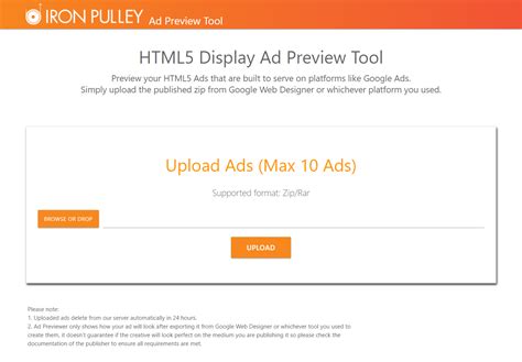 html5 display ads preview tool by iron pulley