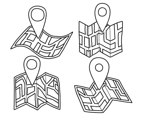 Premium Vector Doodle Set Of Cute Gps Map Doodle Gps Map Icon Hand