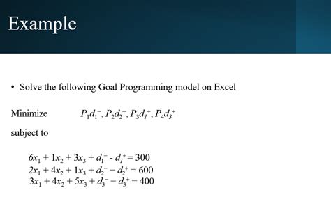 solved solve the following goal programming model on excel