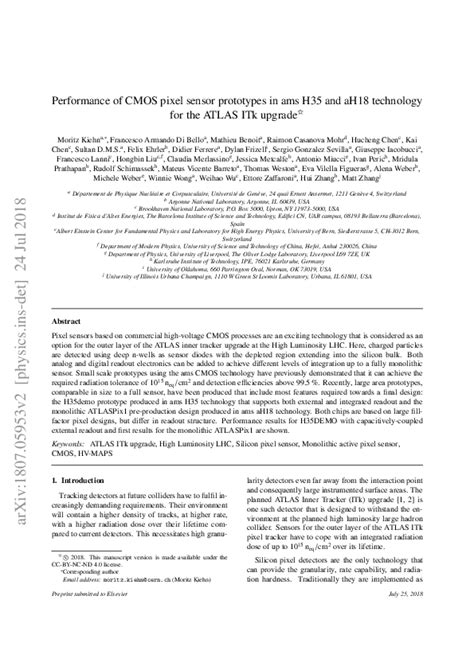 Pdf Performance Of Cmos Pixel Sensor Prototypes In Ams H35 And Ah18