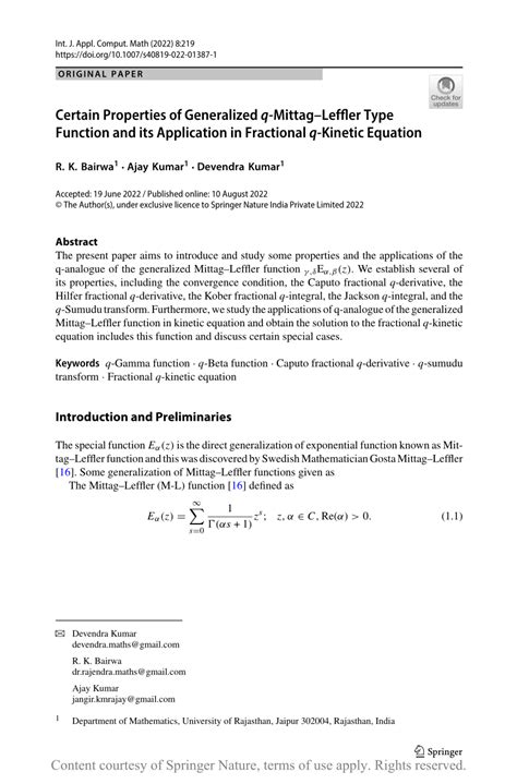 Certain Properties Of Generalized Q Mittagleffler Type Function And Its Application In