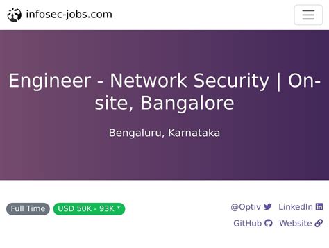 Hiring Engineer Network Security On Site Bangalore In Bengaluru Karnataka Rinfosecjobs
