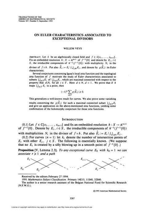 Pdf On Euler Characteristics Associated To Exceptional Divisors
