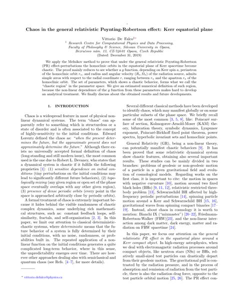 Pdf Chaos In The General Relativistic Poynting Robertson Effect Kerr Equatorial Plane