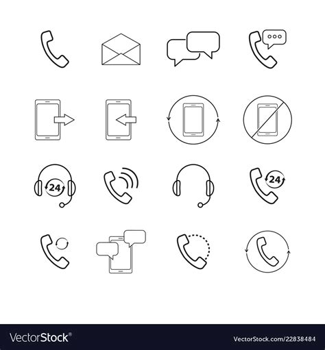 Set Of Support Chat Callback Mail Icons Royalty Free Vector