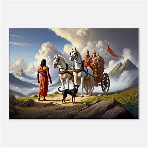 Pandava King Yudhisthira Refuses Heaven Without His Dog Canvas Print