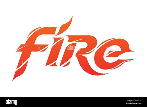Fire Text Logo Vector Design With White Background Stock Vector Image
