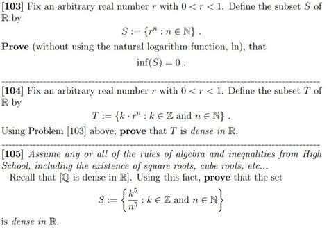 solved [103] fix an arbitrary real number r with 0