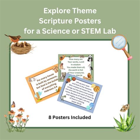 Stem Lab And Science Bible Verse Posters Explore Theme Classroom Decor