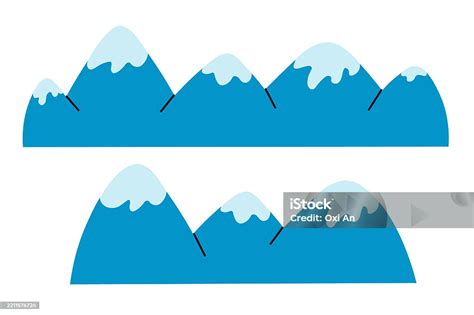 고립된 배경에 최고 만화 벡터 그림에 눈이 있는 산 플랫 스타일의 산악 스케치가 있는 낙서 손으로 그린 구릉 풍경 관광 여행 자연 라이프 스타일 Animated