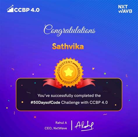 Sathvika Immadisetty On Linkedin 50daysofcodechallenge Nxtwaveccbp Nxtwave