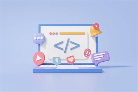 Premium Photo Laptop Mockup Coding Language Development On Blue