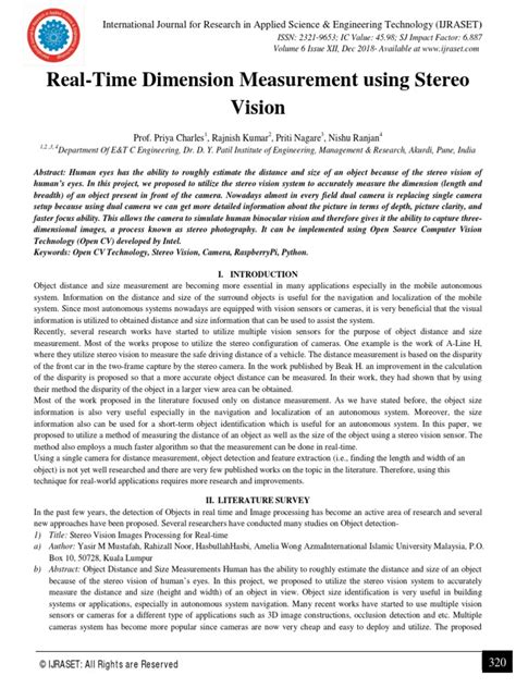 Real Time Dimension Measurement Using Stereo Vision Pdf Stereoscopy