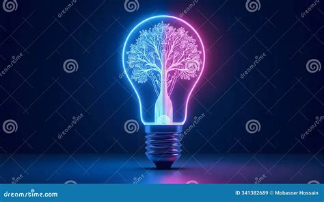 Glowing Light Bulb With Circuit Board Inside On Dark Blue Background Stock Illustration
