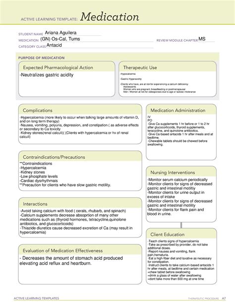 Os Cal Os Cal Medication Table Active Learning Templates