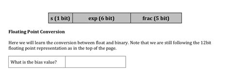 Solved For This Recitation Assume 12 Bit Floating Point