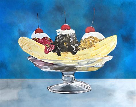Banana Split Art Print Colorful Wall Decor Ice Cream Print Printable
