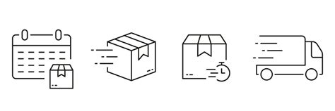 Delivery Service Line Icon Set Package Box Symbol Collection Fast