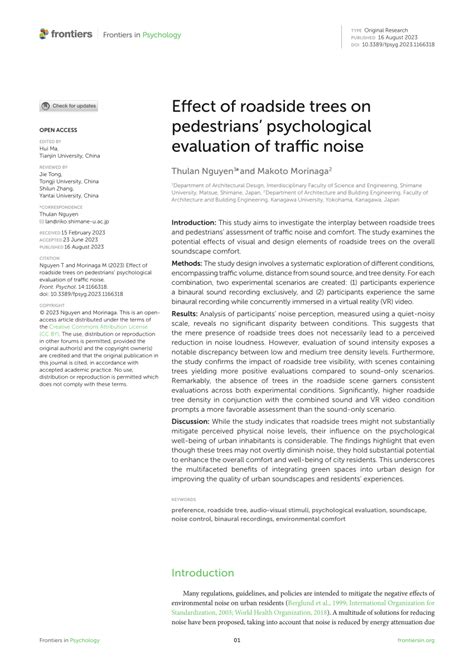 pdf effect of roadside trees on pedestrians psychological evaluation