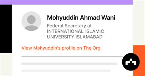 Mohyuddin Ahmad Wani Federal Secretary At International Islamic University Islamabad The Org