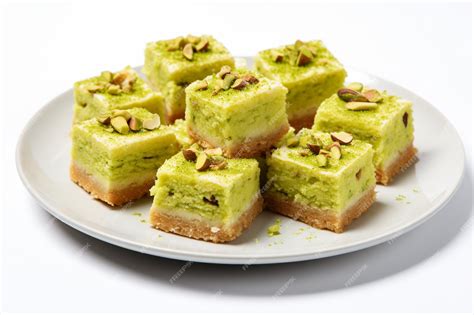 Premium Photo Delicious Pista Barfi Delight Isolated On White Background