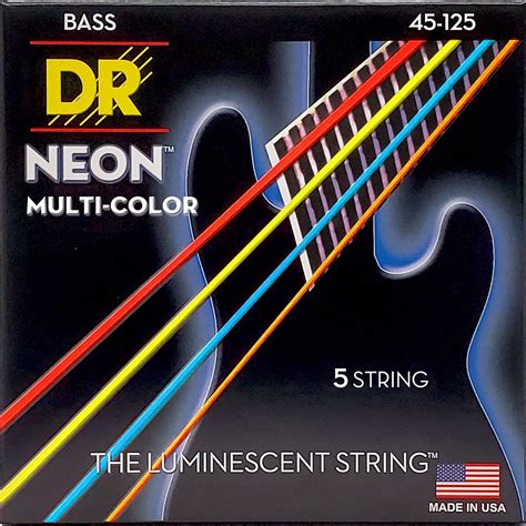 Dr Strings Hi Def Neon™ Multi Colour Coloured Bass Strings 5 String