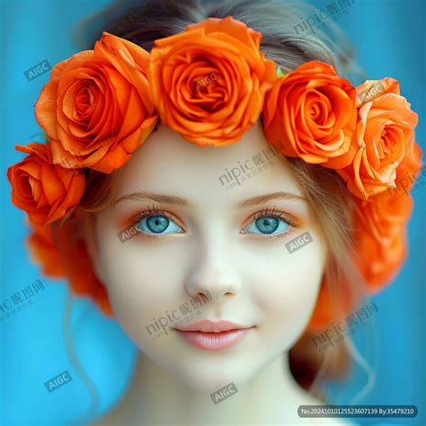 Ai创作图写实人物插画 写实少女 3d效果女孩 红色头花少女长发 3d美女 花卉女孩头像 玫瑰花女人素材 玫瑰花少女 写实美女 手绘玫瑰花女孩 唯美女孩花儿美女 写实手绘美女 鲜花女孩头像