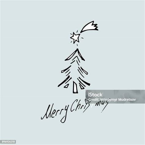 메리 크리스마스 텍스트와 가문비나무와 별의 그림 그리기 0명에 대한 스톡 벡터 아트 및 기타 이미지 0명 12월 1월 Istock