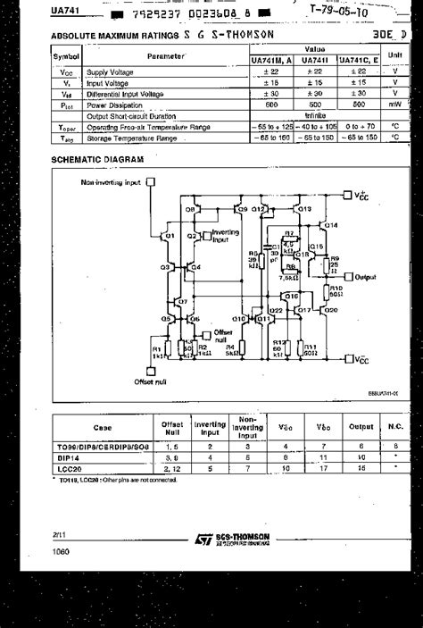 Ua741 Datasheet 2 11 Pages Stmicroelectronics General Purpose Single