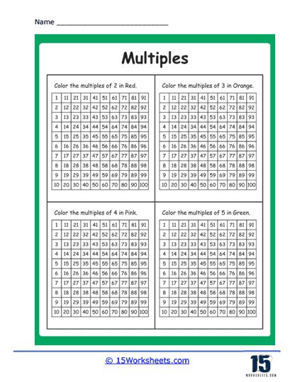 Multiples Worksheets Patterns In Factors 15