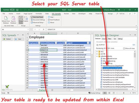 How To Update A Sql Table From Excel Sql Spreads