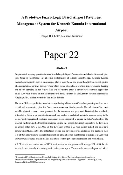 Pdf A Prototype Fuzzy Logic Based Airport Pavement Management System