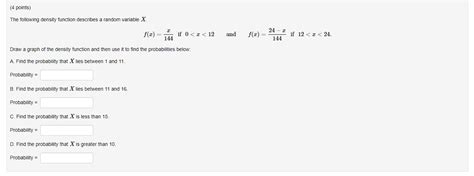 solved 4 points the following density function describes a