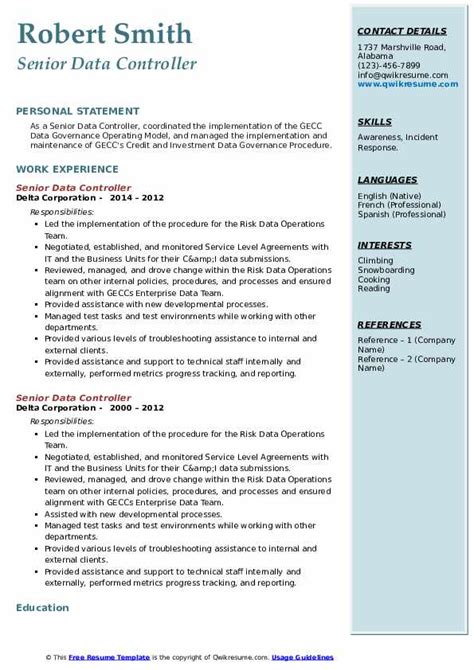 10 Data Controller Resume Samples And Templates For 2025