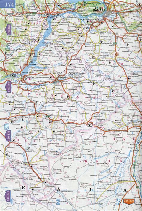 Карта Оренбургской области 1см = 15км. Карта автомобильных дорог ...