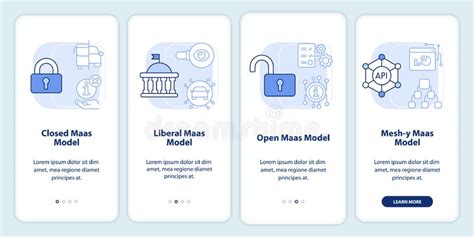 Maas Models Light Blue Onboarding Mobile App Screen Stock Vector