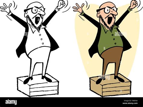 A Man Gets On His Soapbox And Gives A Passionate Speech Stock Vector