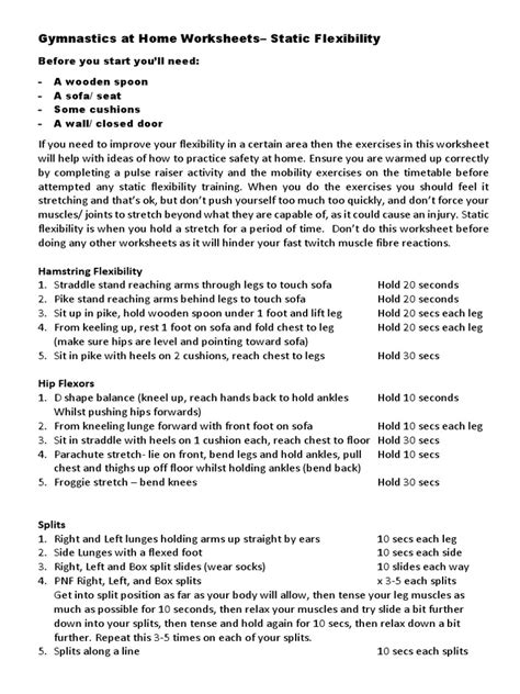 Static Flexibility Worksheet Pdf Flexibility Anatomy Foot