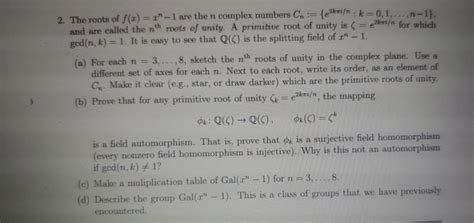 Solved Fekri N K N Called The Nth Roots Of Unity Chegg