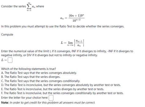 Solved Consider The Series N An Wherean N N N In Chegg Com