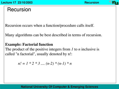Applied Algorithms Lecture 17 Recursion Fall 2 3 Ppt Download