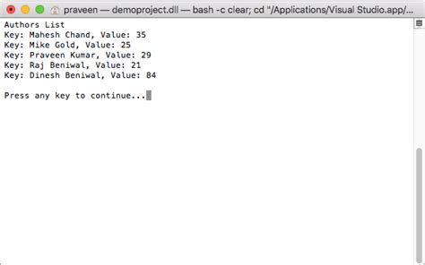 How To Read All Items Of A Dictionary In C