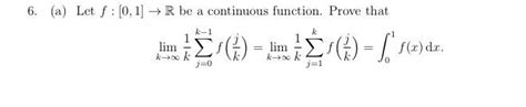 solved a let f [0 1]→r be a continuous function prove