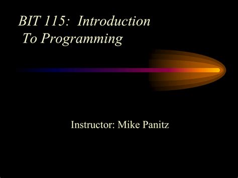 bit 115 introduction to programming instructor mike panitz