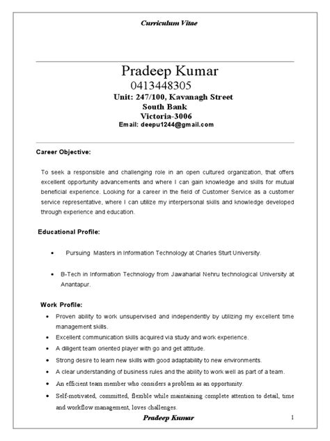 Pradeep Resume Pdf Communication Cognition