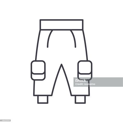 작업 바지 아이콘 선형 절연 일러스트레이션 얇은 선 벡터 웹 디자인 기호 흰색 배경에 편집 가능한 스트로크와 개요 개념 기호 0